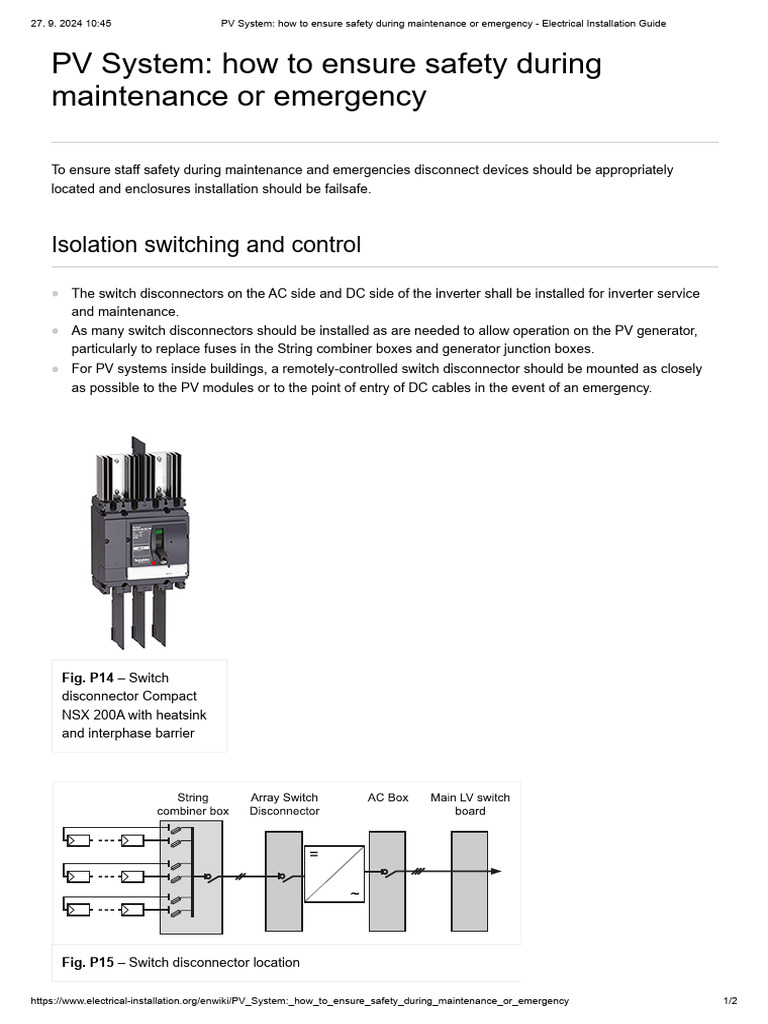 PV System - How To Ensure Safety During Maintenance or Emergency ...