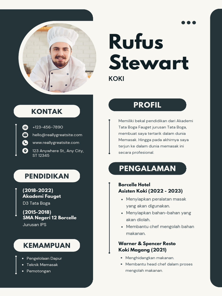 Putih & Hijau Tua Modern Koki Surat Lamaran Kerja - 20240927 - 154503 - 0000 | PDF