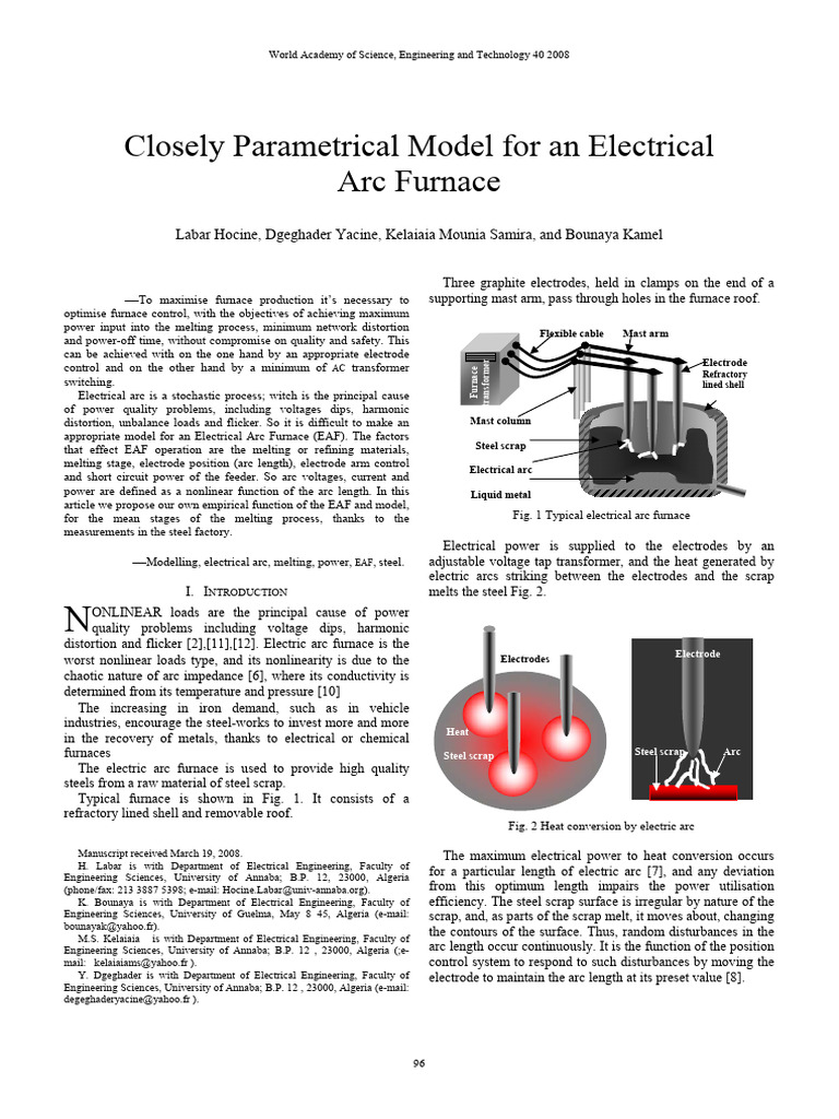 Closely Parametrical Model For An Electrical Arc Furnace | PDF