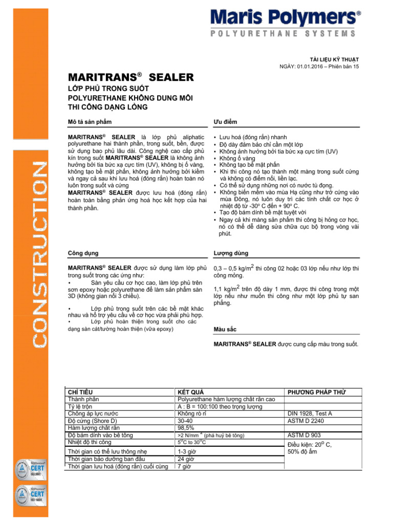 MARITRANS SEALER VN Version 15 | PDF