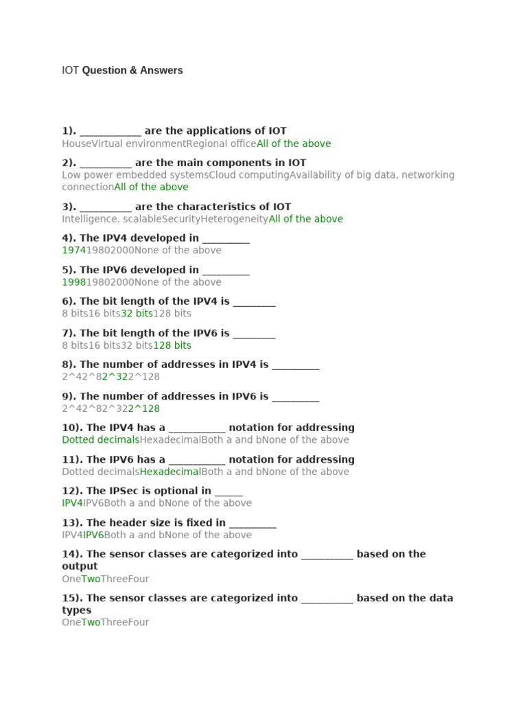 Iot Quiz MCQ Kba | PDF