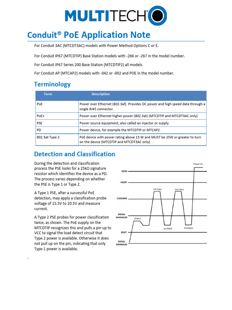 Multitech MTCDTIP-267A-868 - PoE Application Note | PDF | Manufactured Goods | Information And ...