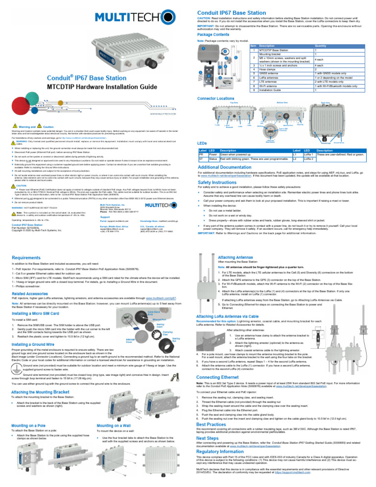 Multitech MTCDTIP-267A-868 - Hardware Installation Guide | PDF ...