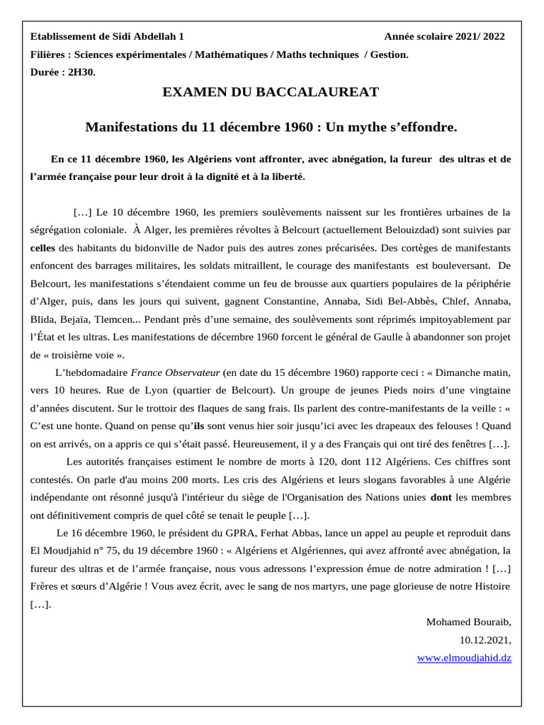 Sujet de BAC | PDF