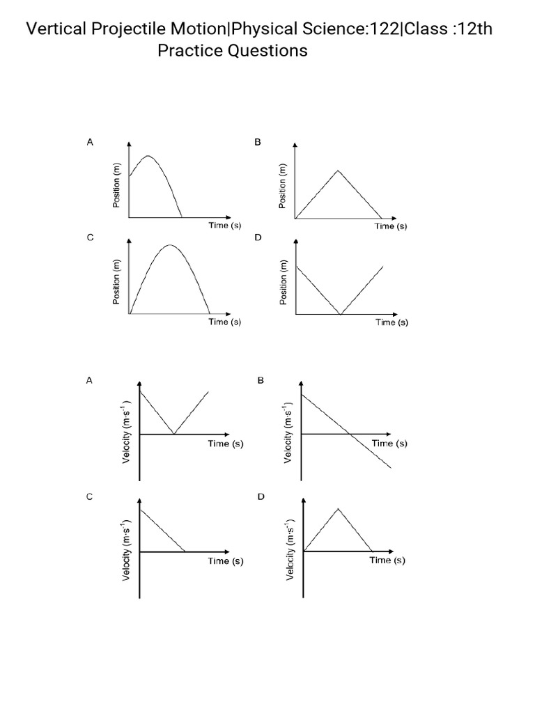 Vertical Projectile Motion Practice Exam | PDF | Velocity | Projectiles