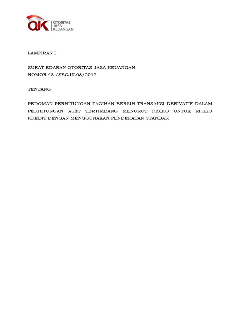 Sal Lampiran 1 Seojk 48 - Saccr | PDF