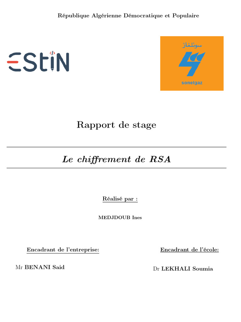 Chiffrement RSA : Principes et Applications | PDF | Public-key ...