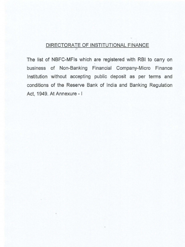 List of Nbfc-Mfis | PDF