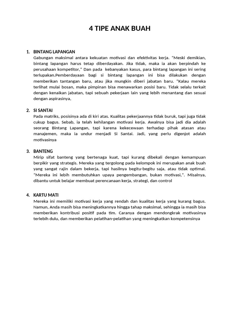 4 Tipe Anak Buah | PDF