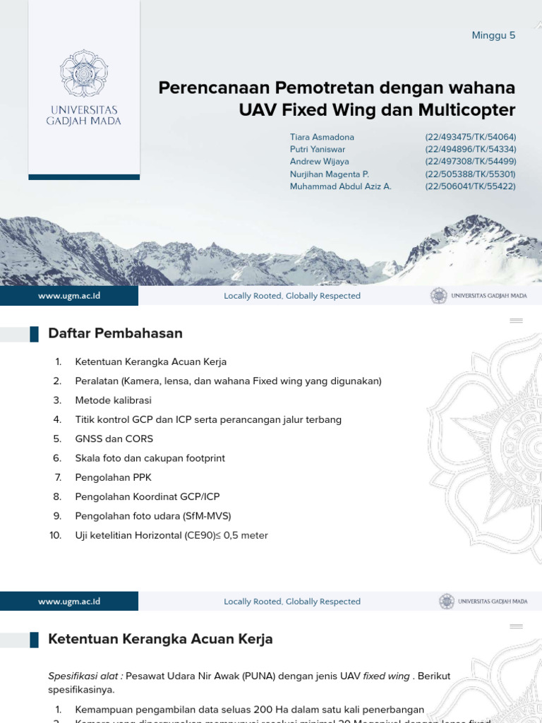 Kelompok 4 - Perencanaan Pemotretan Dengan Wahana UAV Fixed Wing Dan Multicopter - M5 ...