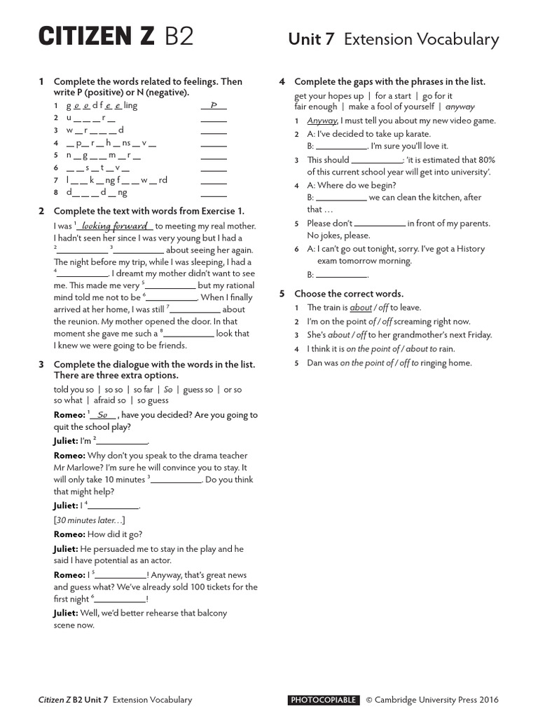 Vocabulary Extension - Unit 07 | PDF