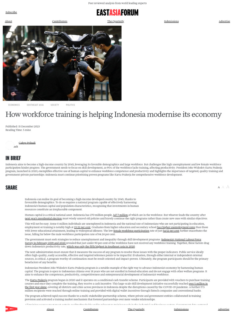 How Workforce Training Is Helping Indonesia Modernise Its Economy ...
