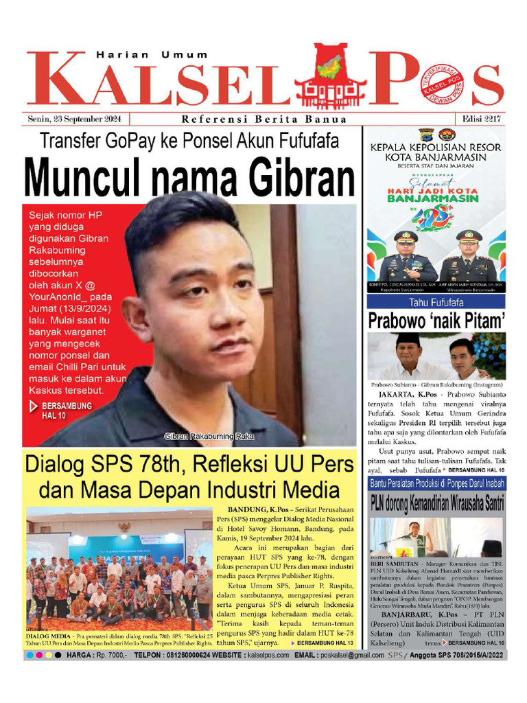 Epaper Kalsel Pos Senin 23 September 2024 | PDF