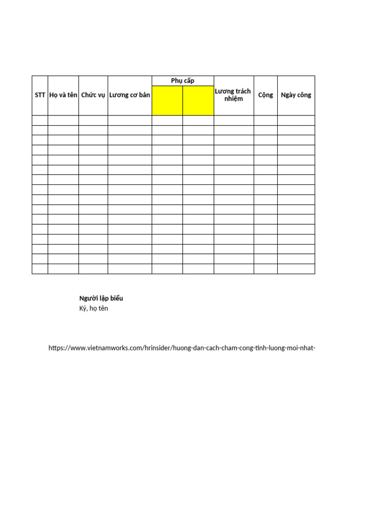 B NG Tính Lương | PDF