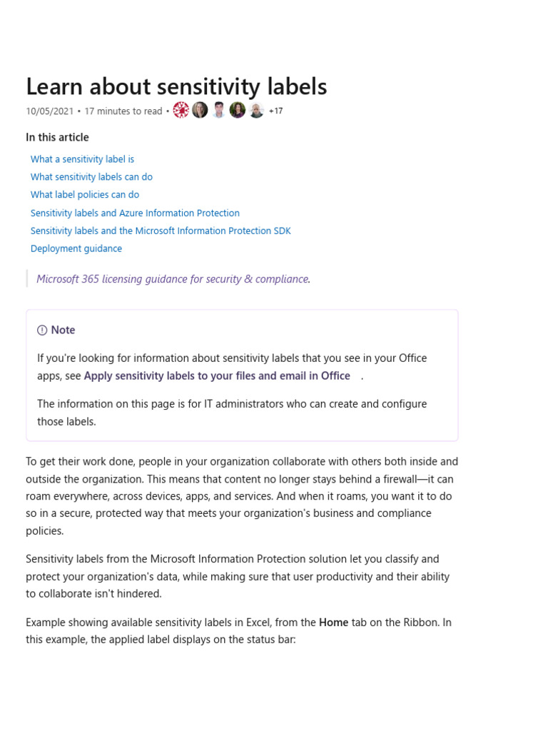 Learn+About+Sensitivity+Labels+ +Microsoft+365+Compliance+ +Microsoft+Docs | PDF