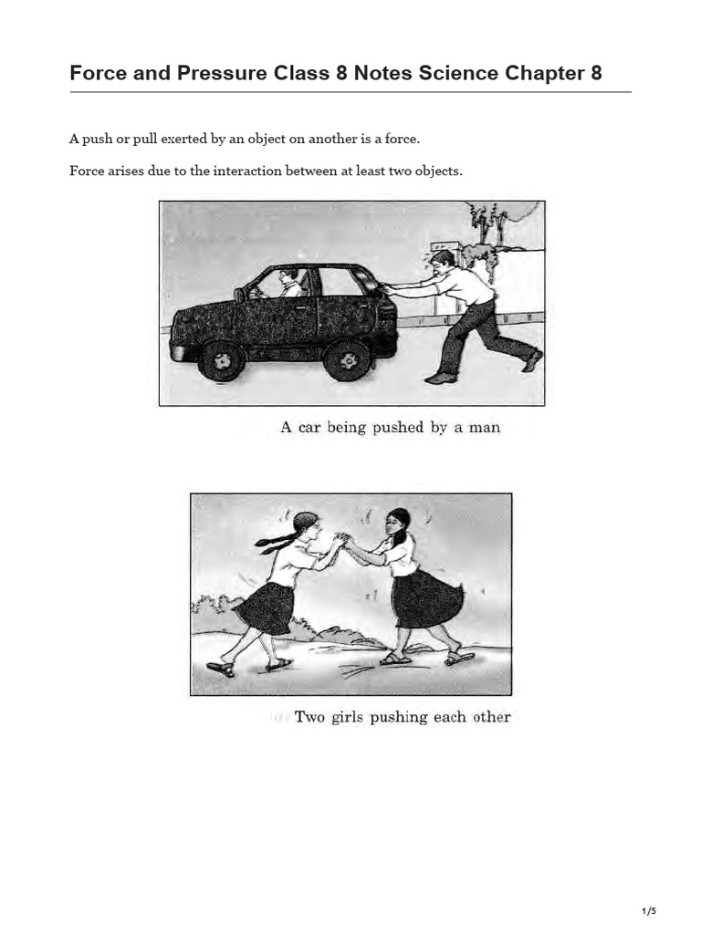 Notes Class 8 Science Chapter 8 | PDF | Force | Pressure