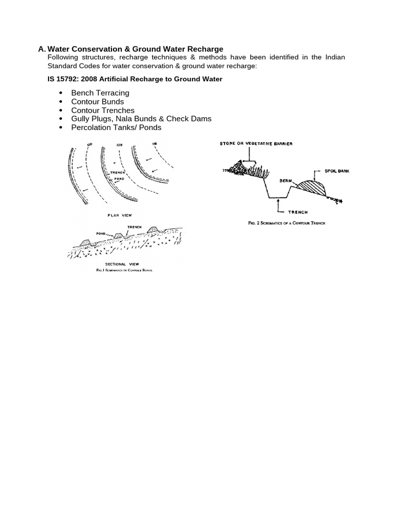 Water Conservation Structures For Ground Water Recharge | PDF | Bodies ...