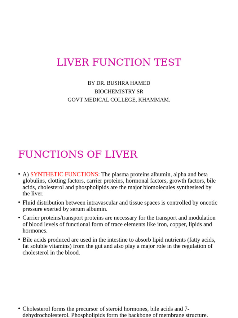 Liver Function Test. | PDF