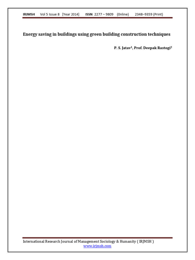 Energy Saving in Buildings Using Green B | PDF