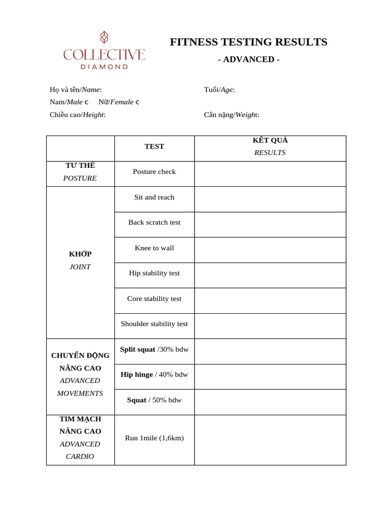 Fitness Testing Results | PDF
