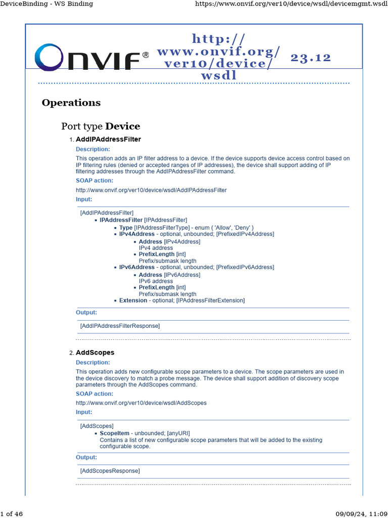 ONVIF Device WSDL | PDF