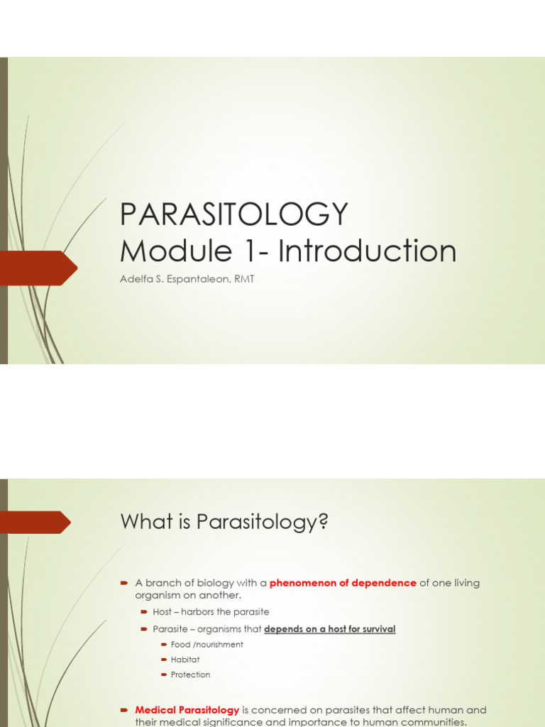 Parasitology - Module 1 - Introduction | PDF
