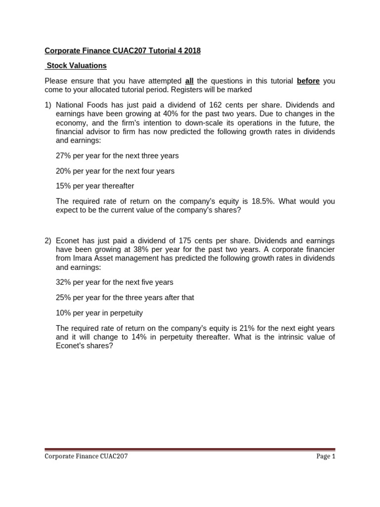 Tutorial 4 2020 | PDF