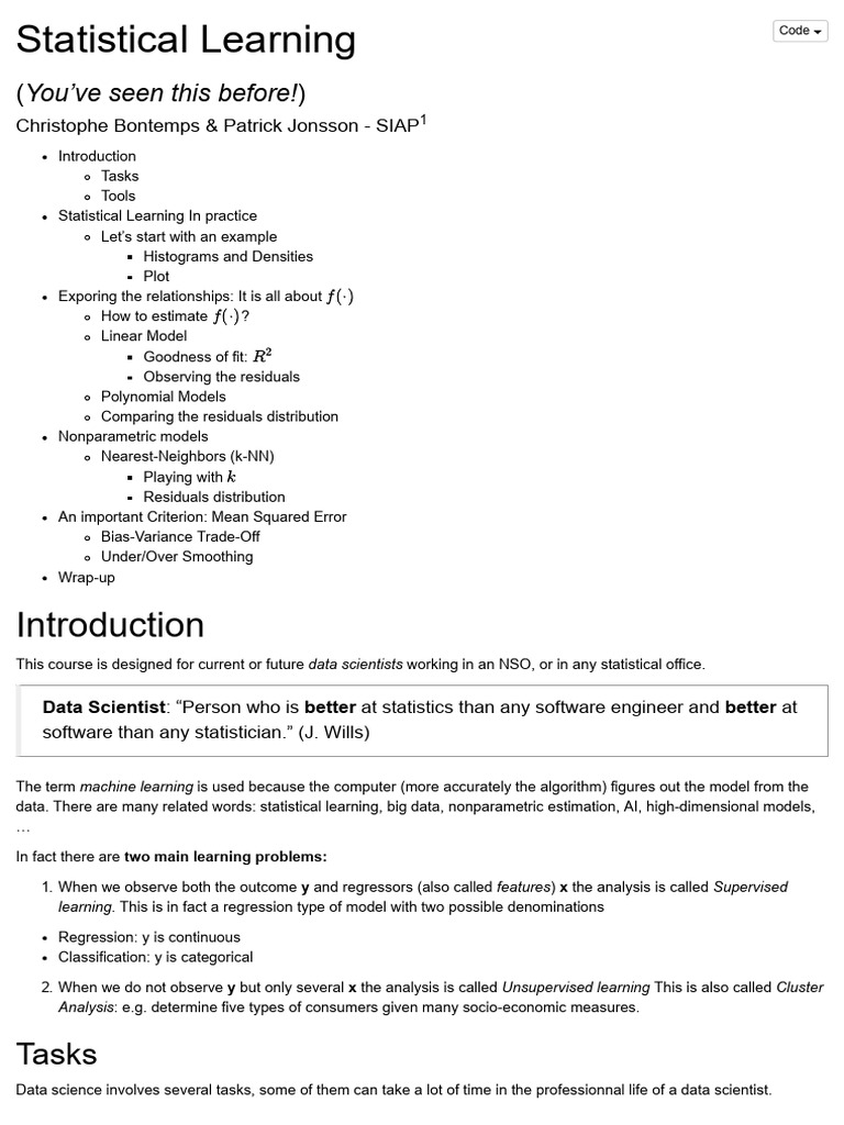 Statistical Learning With R | PDF