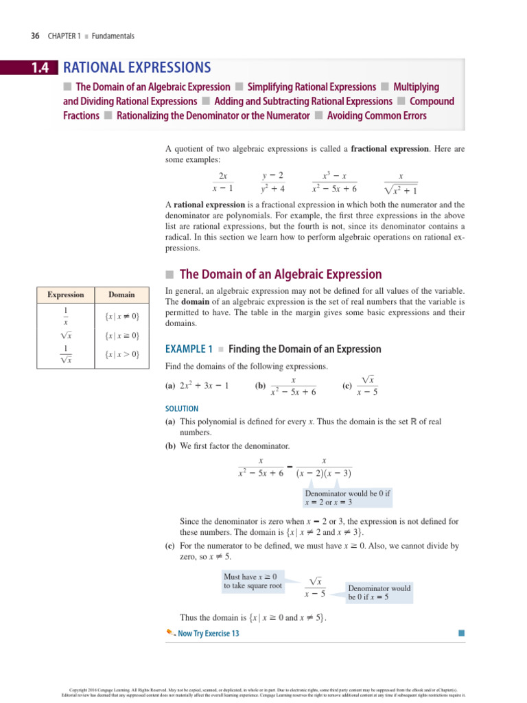 (1.4) Rational Expressions | PDF
