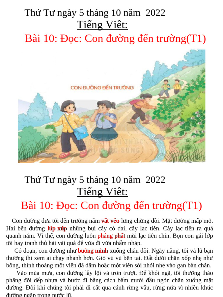 Tieng Viet 3 Bai 10 Con Duong Den Truong Tiet 1 Sach Ket Noi Tri Thuc ...