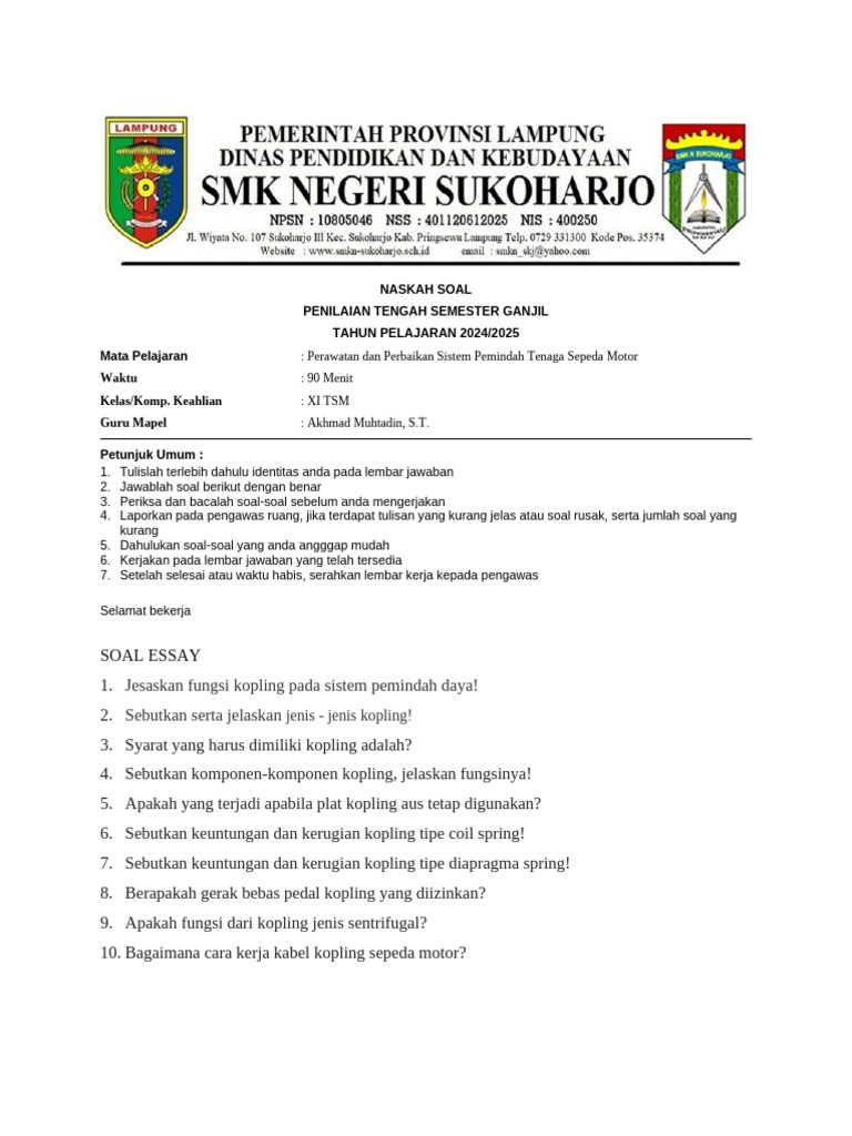 Soal STS GJL Sept 2024 MPP Xi Animasi | PDF