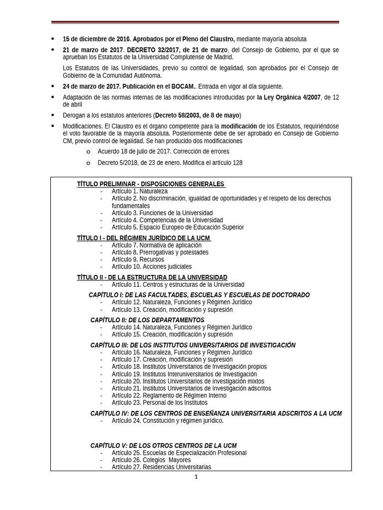 Esquema Estatutos I | PDF