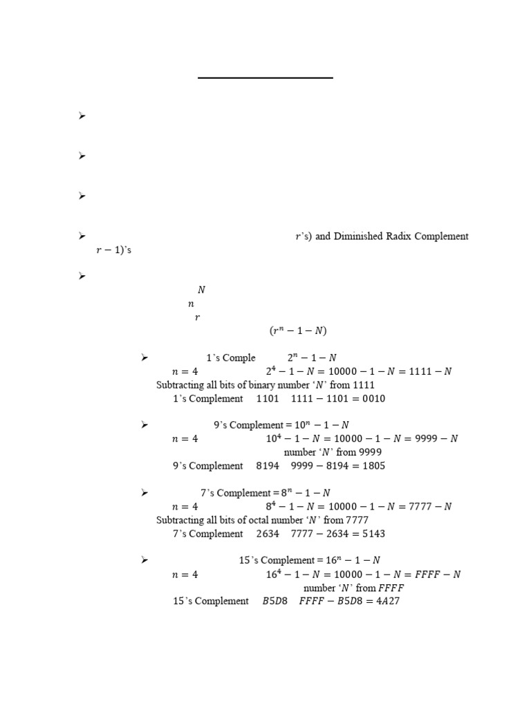 Complements of Numbers | PDF