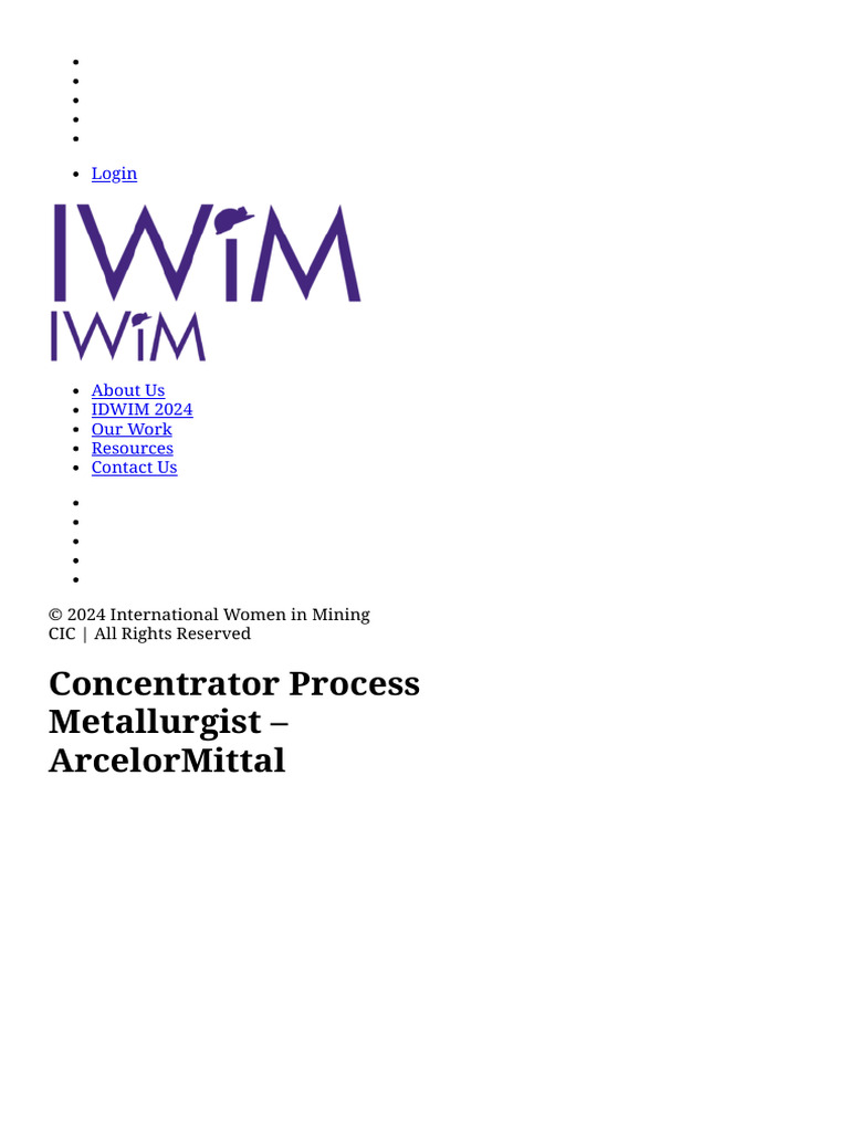 Concentrator Process Metallurgist - ArcelorMittal - International Women ...