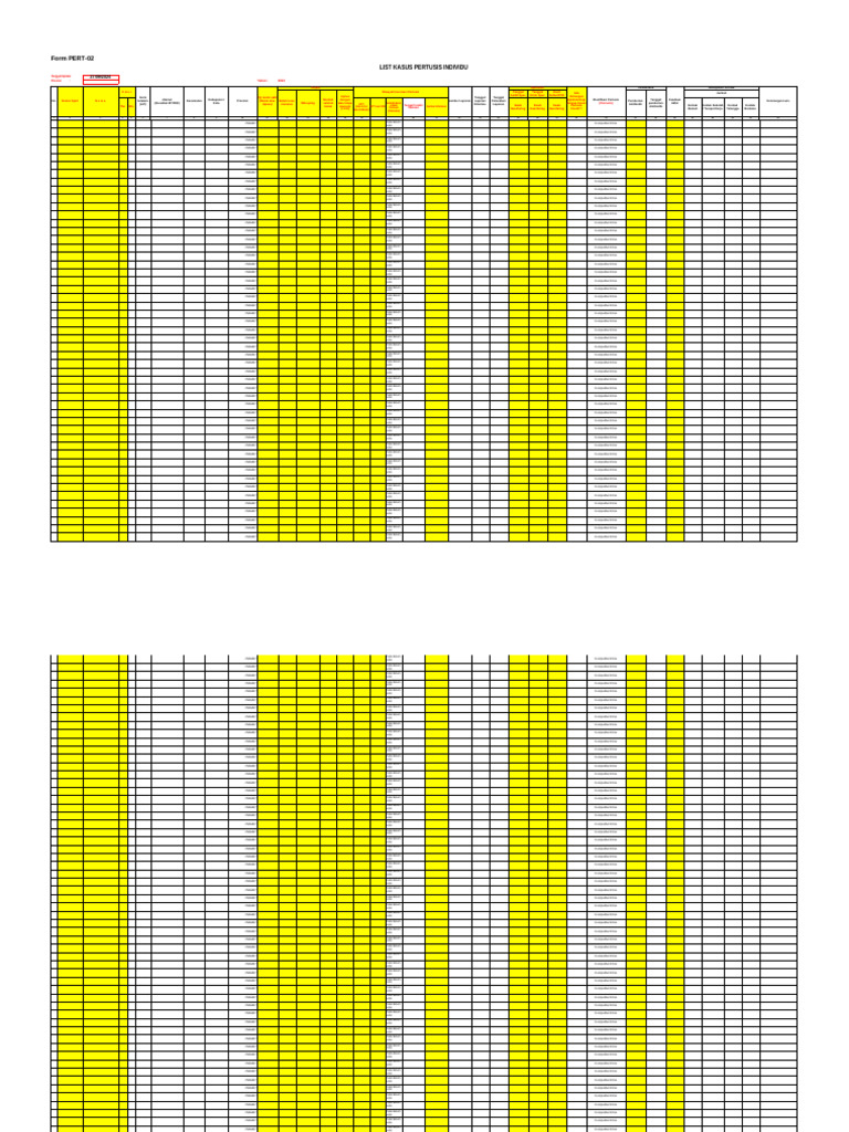 PERT-02 Form Rekap Kasus Suspek Pertusis Individu | PDF