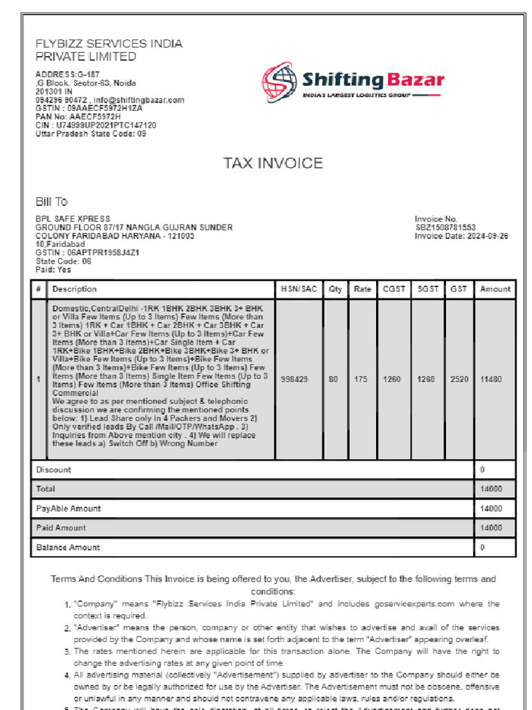 Invoice SBZ1508781553 | PDF