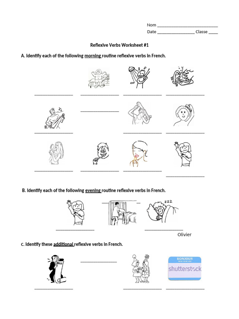 Reflexive Verbs Worksheet 1 | PDF