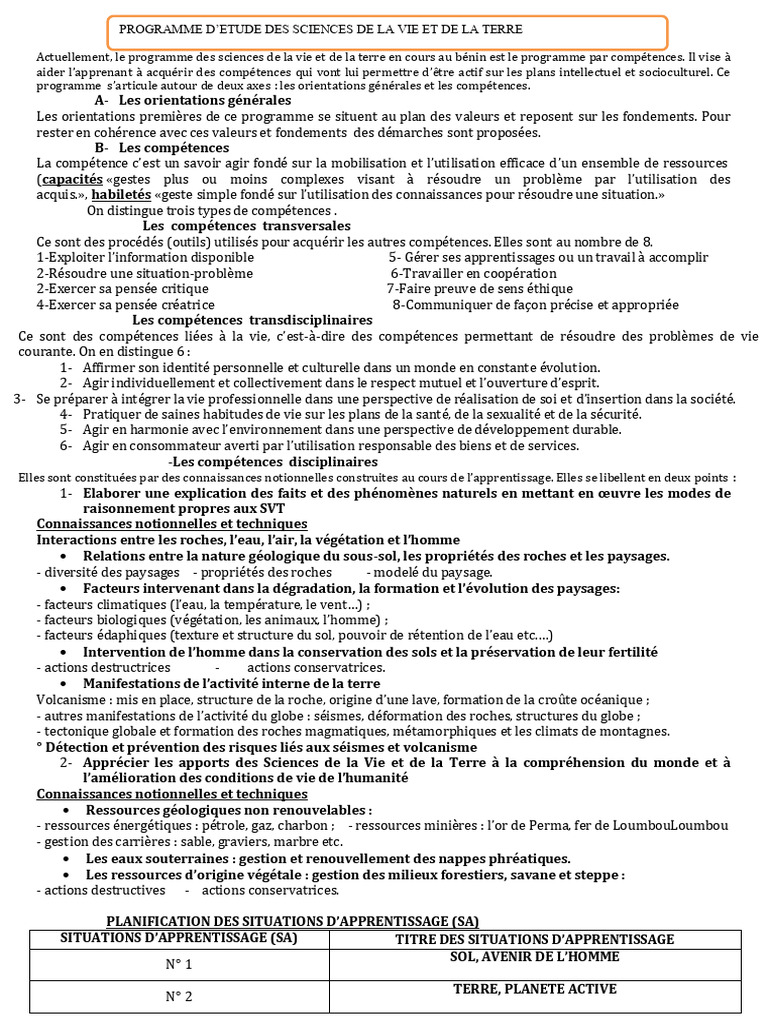 PROGRAMME D'ETUDE 4è KIKI2025 | PDF