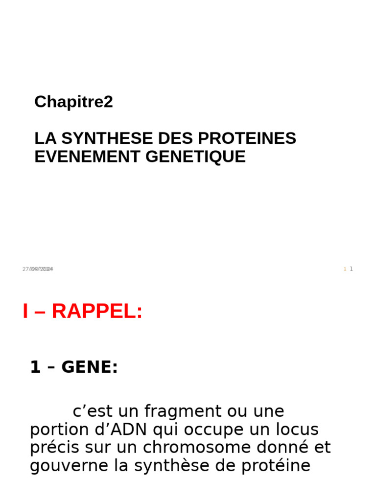 3 - Synthese Des Proteines | PDF | Cell Biology | Gene Expression