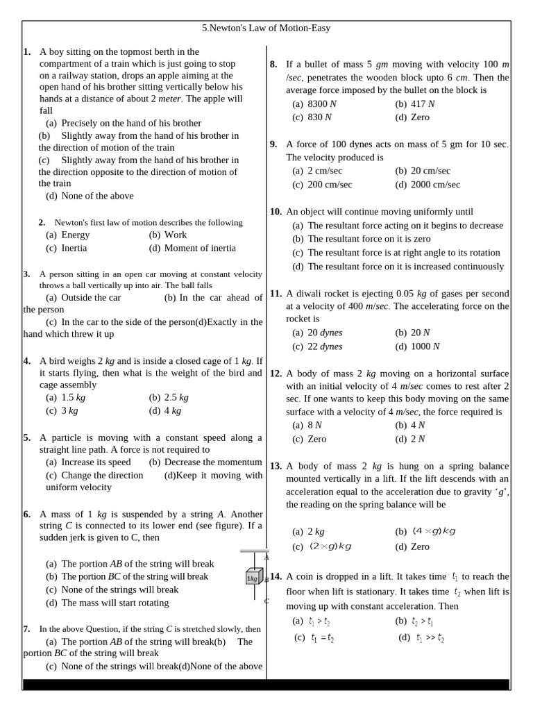 Newton's Laws: Motion and Forces Explained | PDF | Force | Weight
