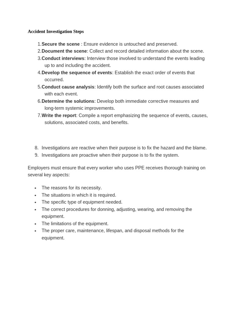 Accident Investigation Steps | PDF