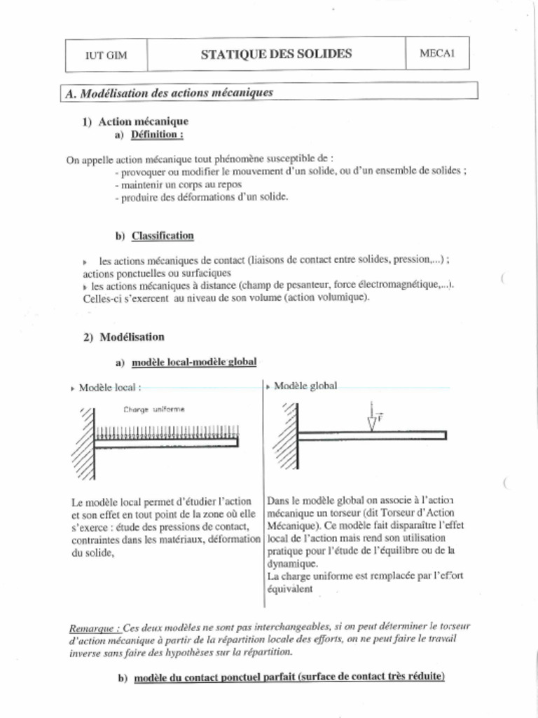 MECA1 Statique | PDF