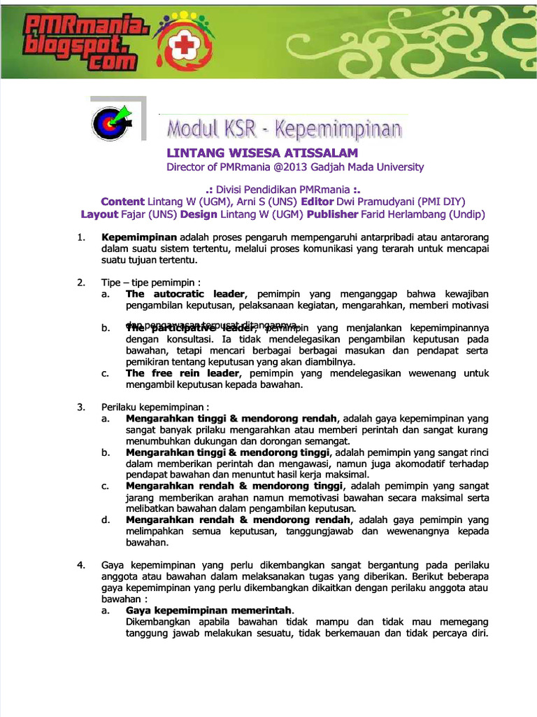 PDF Modul KSR 3 Kepemimpinan Compress | PDF