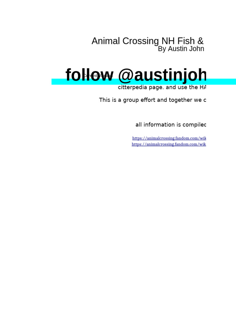 Austin Johns ACNH Checklist - Year | PDF