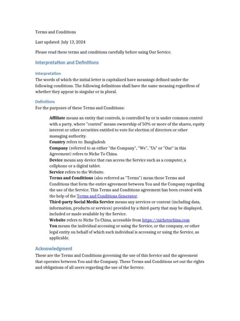 Interpretation and Definitions | PDF