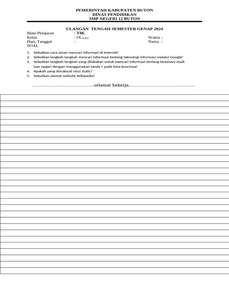 Uts Genap Tik 2024 | PDF