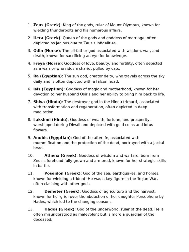 Gods and Goddesses | PDF
