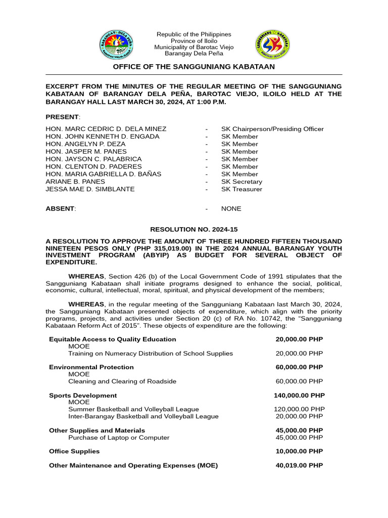 (Checked) Resolution For Supplemental ABYIP | PDF