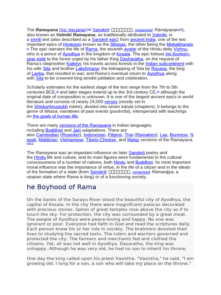 Ramayana 1 | PDF | Sita | Poetry