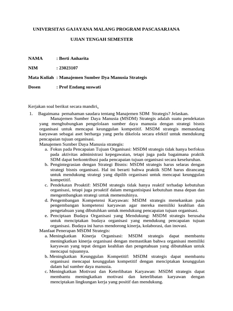 Uts Manajemen SDM | PDF